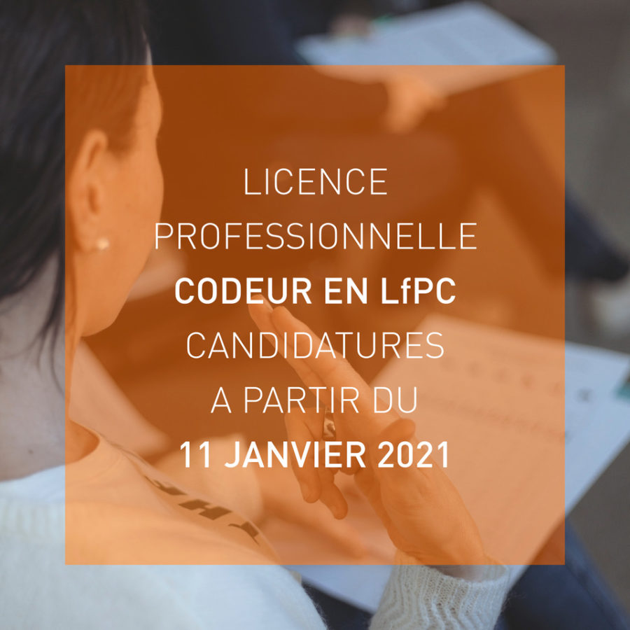 Ouverture des inscriptions 2021-2022 à la LICENCE PROFESSIONNELLE de codeur en LfPC - LYON 1 - ALPC